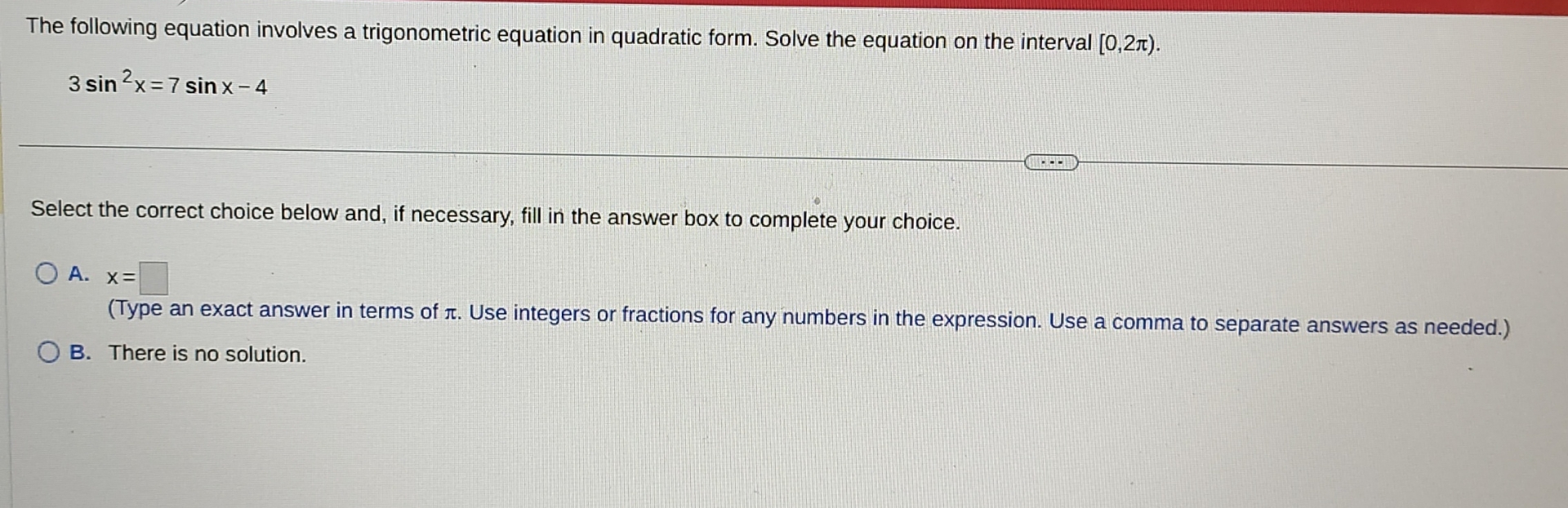 Solved The following equation involves a trigonometric | Chegg.com
