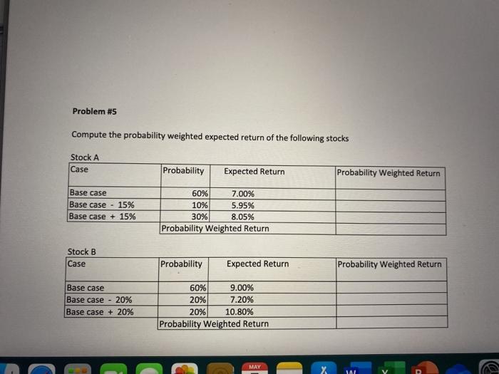 Solved Problem #5 Compute the probability weighted expected | Chegg.com