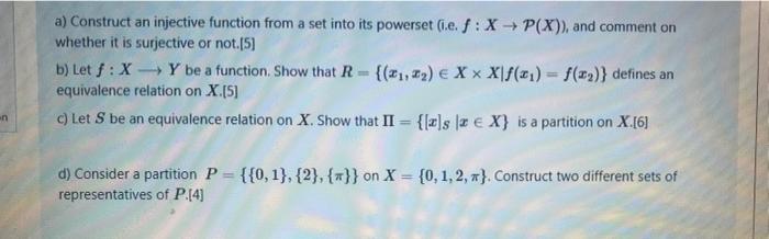 Solved a) Construct an injective function from a set into | Chegg.com