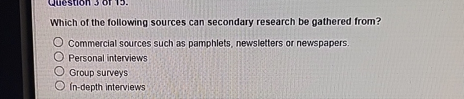 Solved Which of the following sources can secondary research | Chegg.com