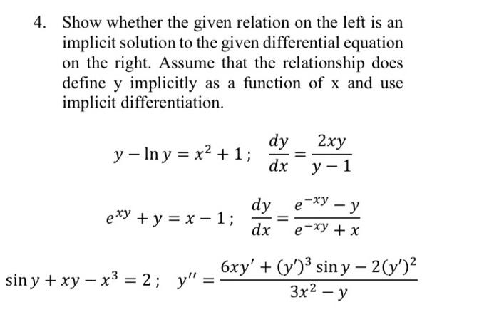 Solved 4. Show whether the given relation on the left is an | Chegg.com