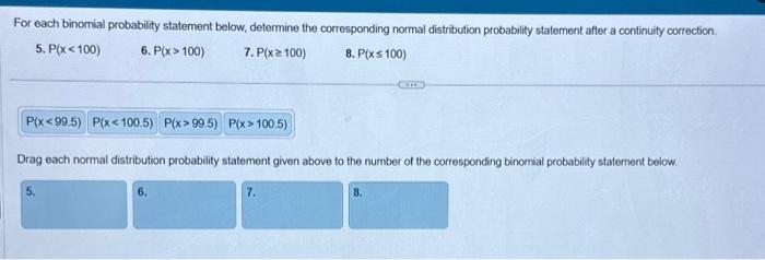 Solved For each binomial probability statement below, | Chegg.com