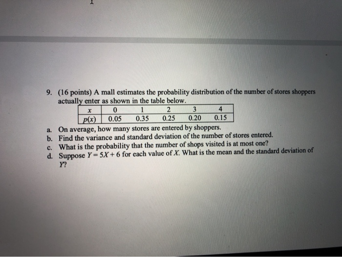 Solved 9. (16 points) A mall estimates the probability | Chegg.com