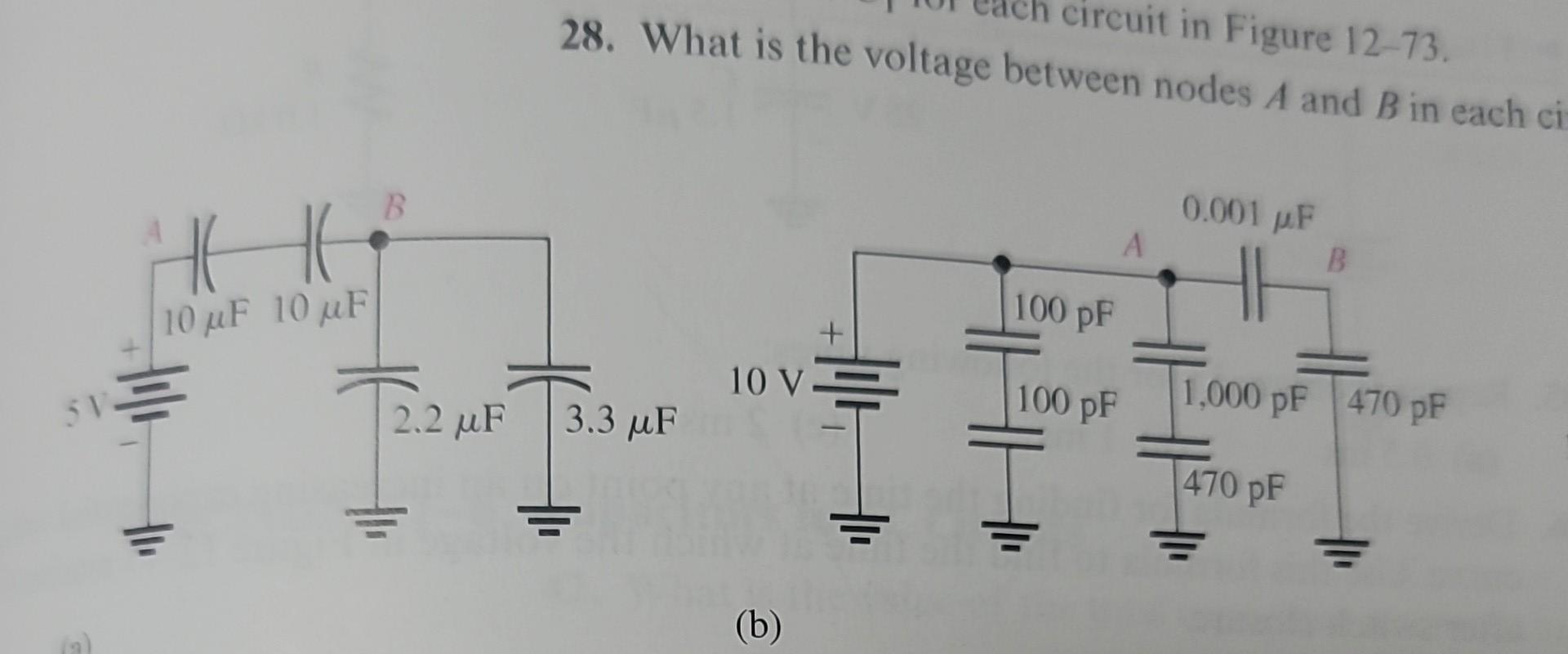 Solved circuit in Figure 12-73. 28. What is the voltage | Chegg.com