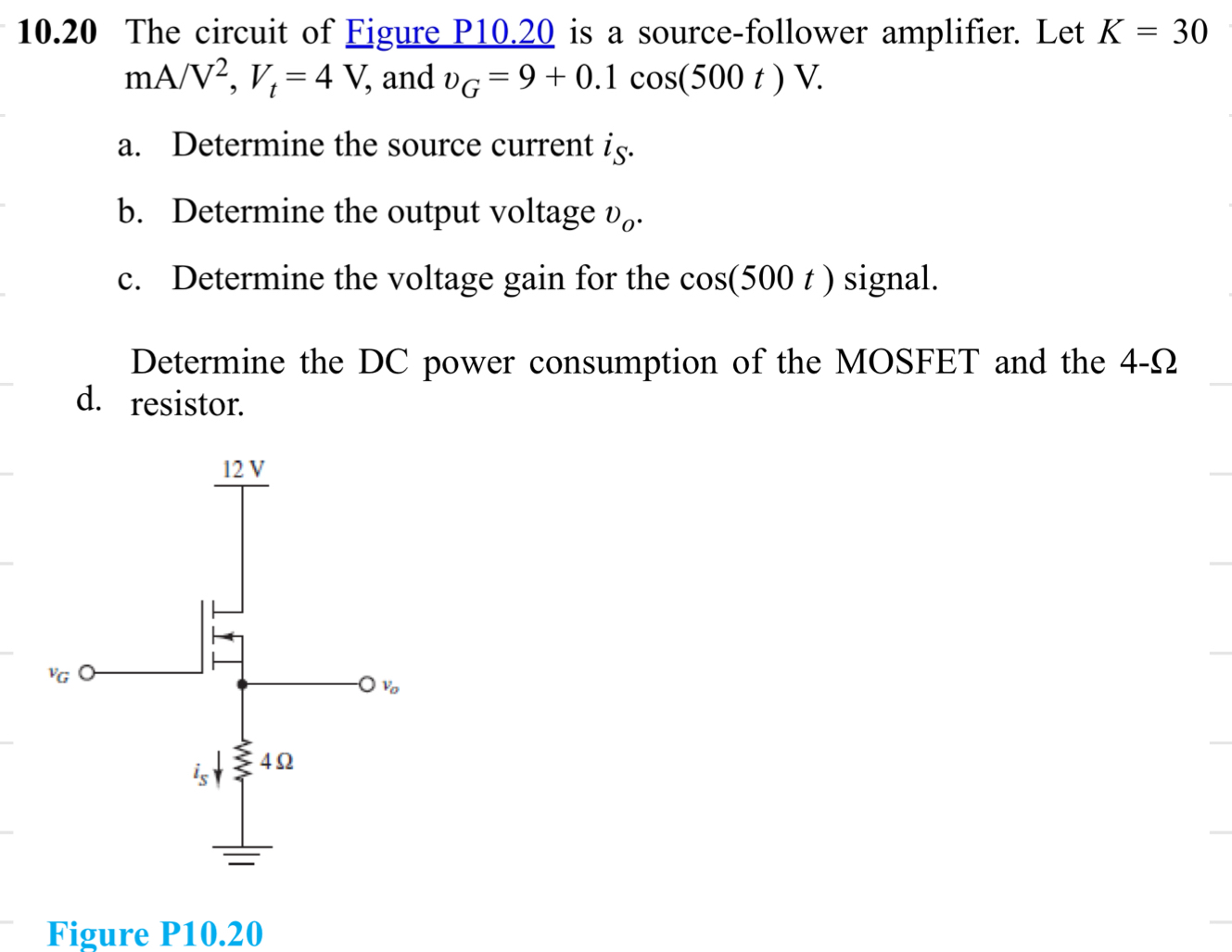 Solved 10.20 ﻿The circuit of Figure P10.20 ﻿is a | Chegg.com