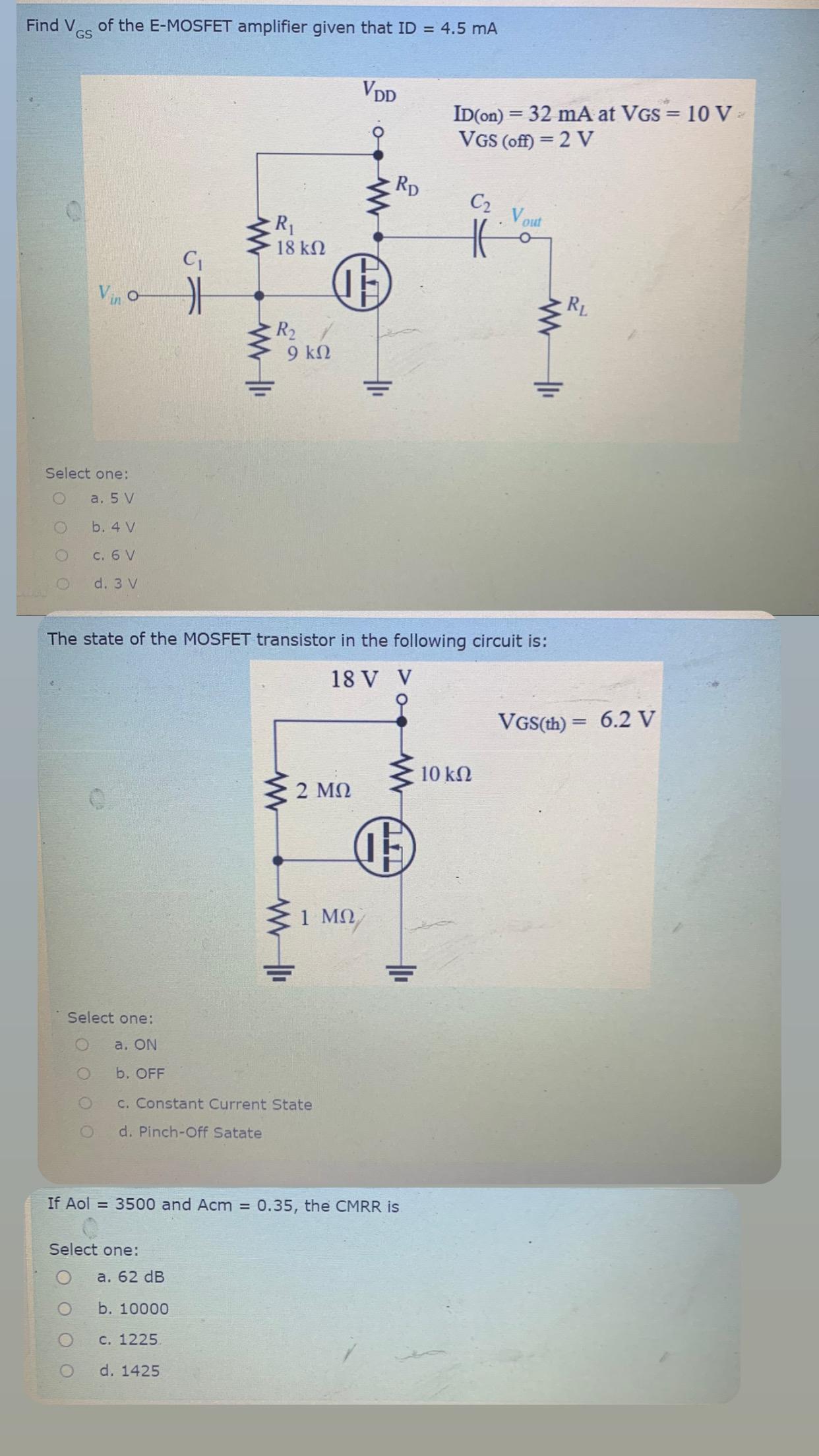Solved Find VGS ﻿of the E-MOSFET amplifier given that ID | Chegg.com