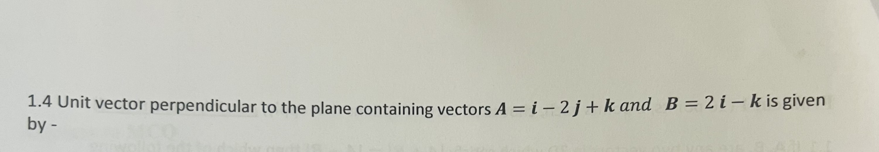 Solved 1.4 ﻿Unit vector perpendicular to the plane | Chegg.com
