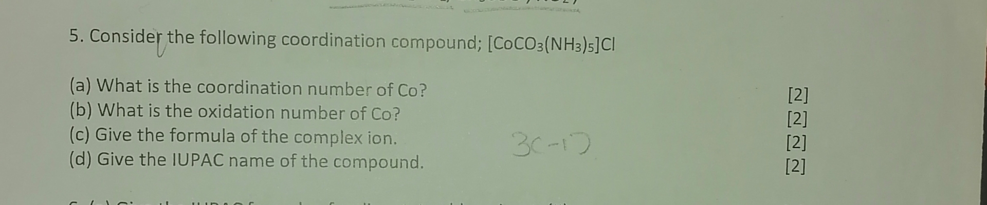 Solved Consider the following coordination compound; | Chegg.com