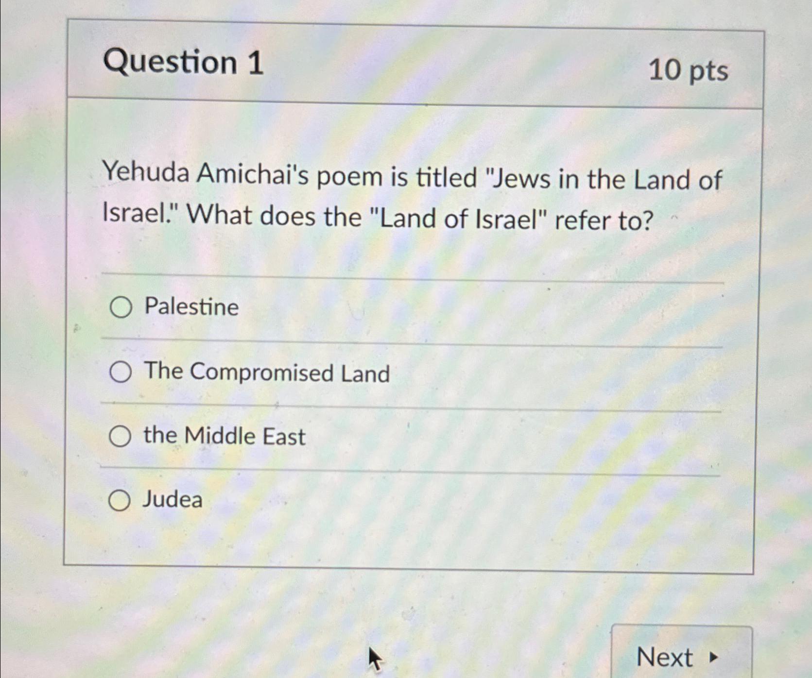 Solved Question 110ptsYehuda Amichai's poem is titled "Jews | Chegg.com