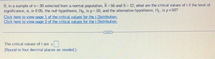 Solved If, in a sample of n=30 selected from a normal | Chegg.com