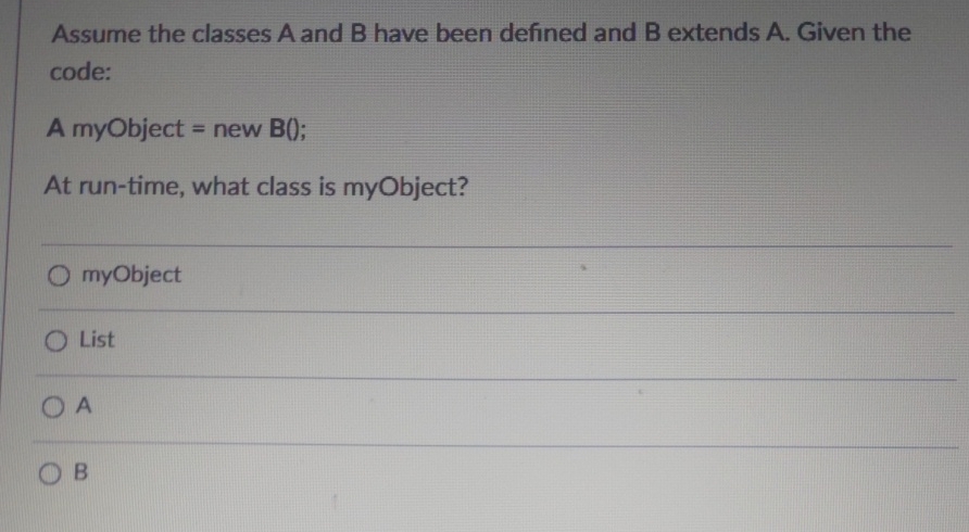 Solved Assume the classes A and B have been defined and B | Chegg.com
