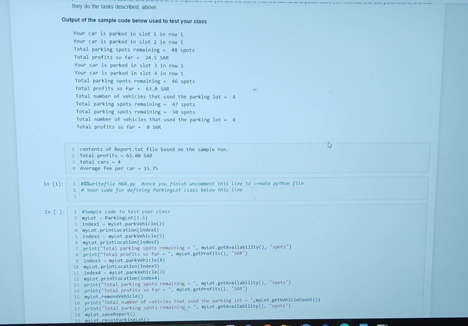 Solved 2 Question 1 (100 points) Implement a ParkingLot | Chegg.com