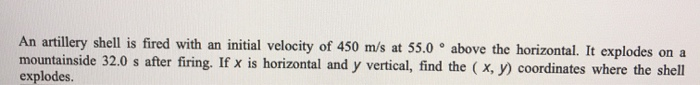 Solved An artillery shell is fired with an initial velocity | Chegg.com