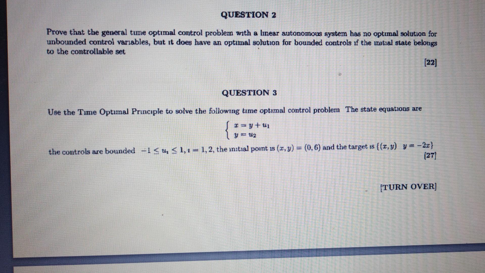Solved Prove that the general time optimal control problem | Chegg.com