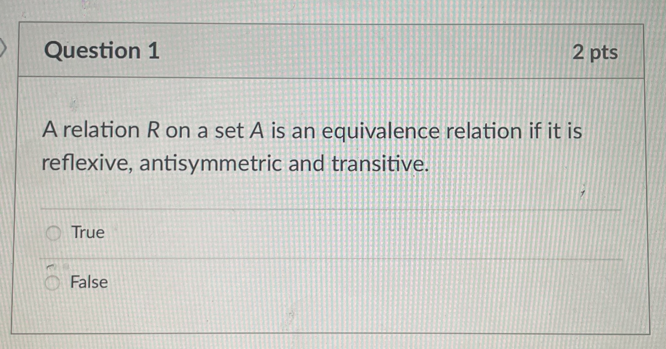 Solved Question 1A relation R on a set A is an equivalence | Chegg.com Solved Question 1A relation R on a set A is an equivalence | Chegg.com