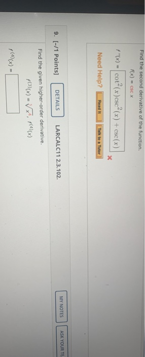 Solved Find the second derivative of the function f(x) = CSC | Chegg.com