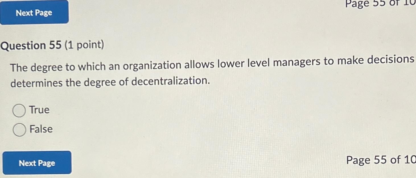 Solved Question 55 (1 ﻿point)The degree to which an | Chegg.com