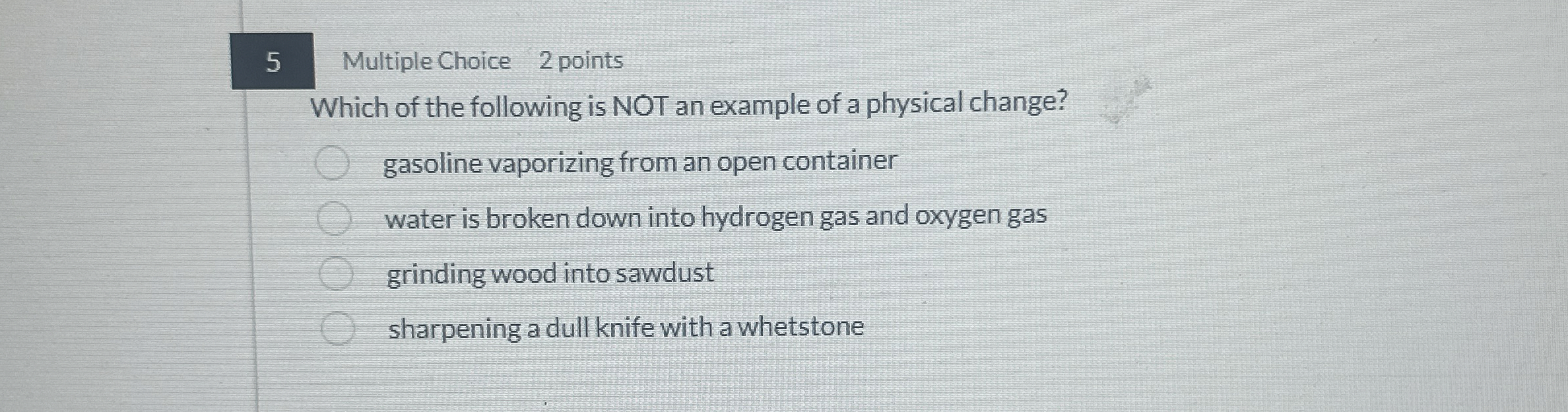 5Multiple Choice2 ﻿pointsWhich of the following is | Chegg.com