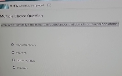 Solved 8 ﻿of 12 ﻿Concepts completedMultiple Choice | Chegg.com