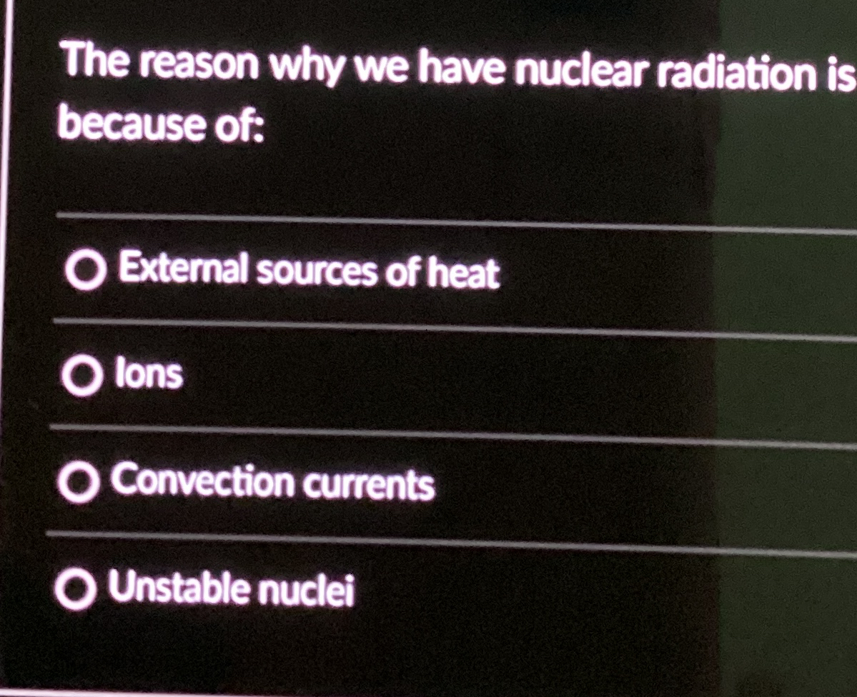 Solved The reason why we have nuclear radiation is because | Chegg.com