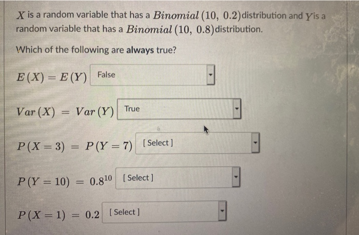 Solved X is a random variable that has a Binomial (10, 0.2) | Chegg.com