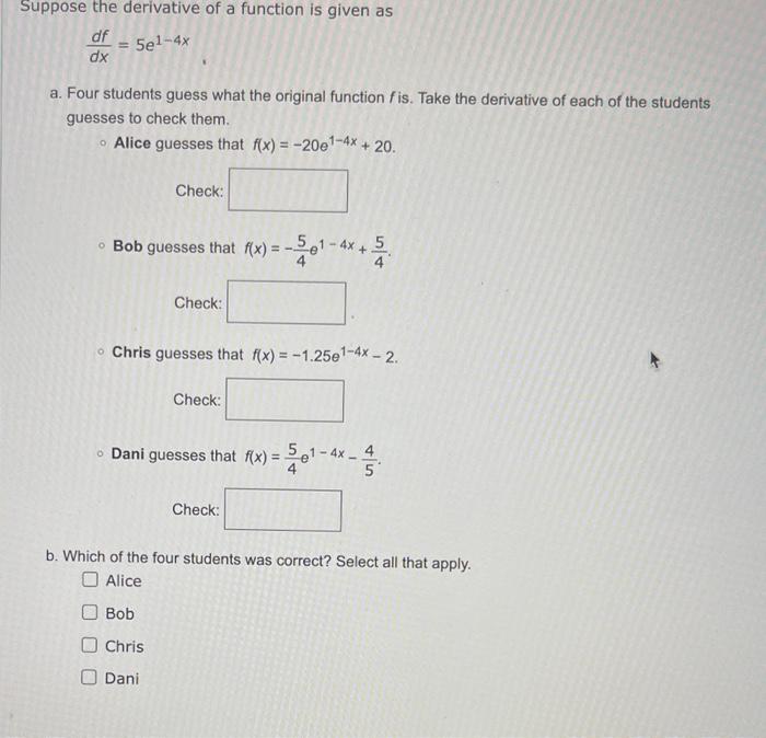 Solved Suppose the derivative of a function is given as | Chegg.com