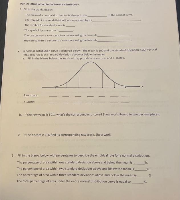 Solved Part B: Normal Distribution Probabilities. For all | Chegg.com