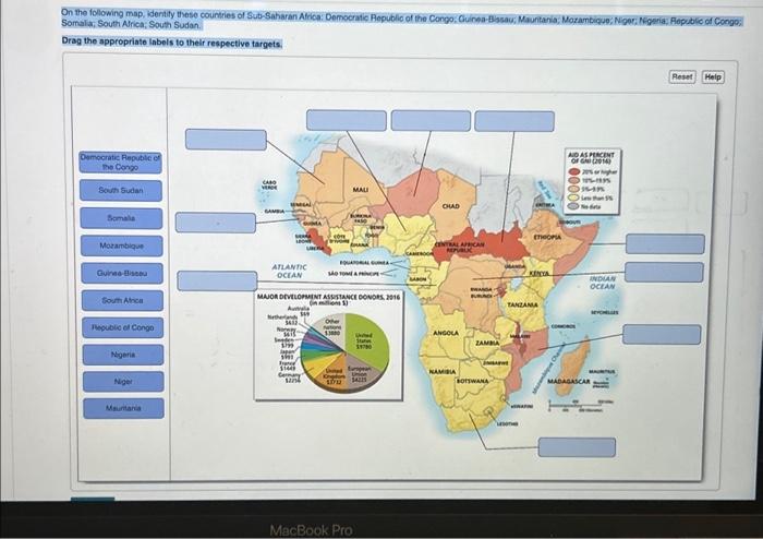 On the following map, identify these countries of | Chegg.com