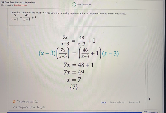 Solved 16/30 answered S4 Exercises: Rational Equations | Chegg.com