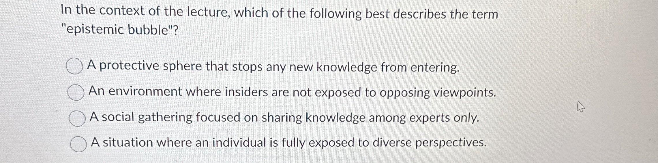 Solved In the context of the lecture, which of the following | Chegg.com