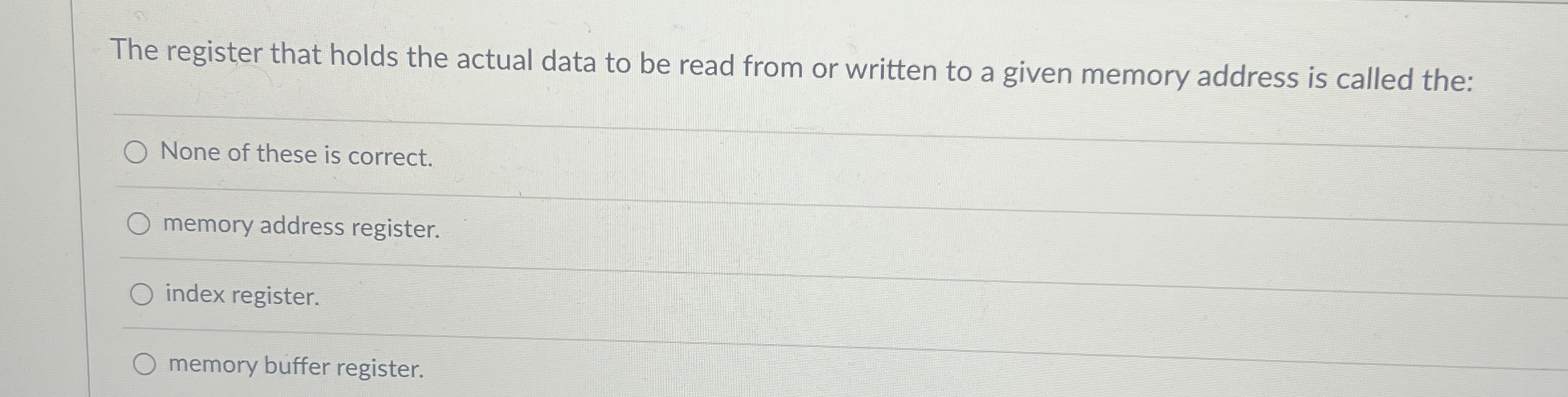 Solved The register that holds the actual data to be read | Chegg.com