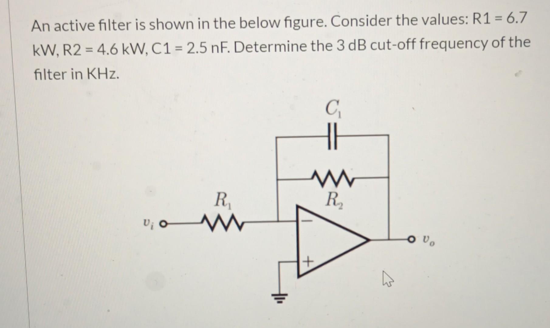 Solved An active filter is shown in the below figure. | Chegg.com