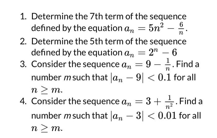 Solved 1. Determine the 7 th term of the sequence defined by | Chegg.com