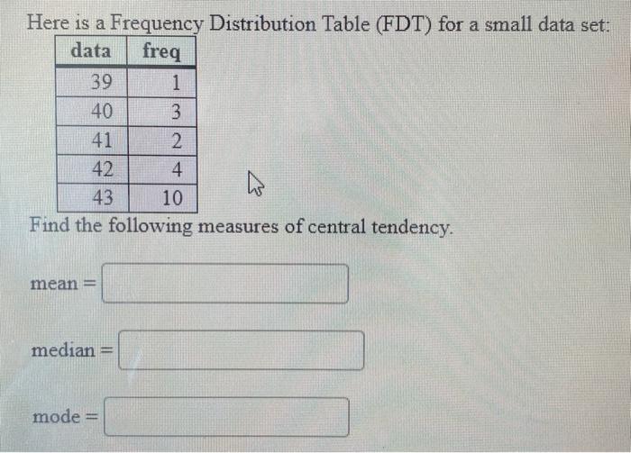 Solved 1 Here is a Frequency Distribution Table (FDT) for a | Chegg.com