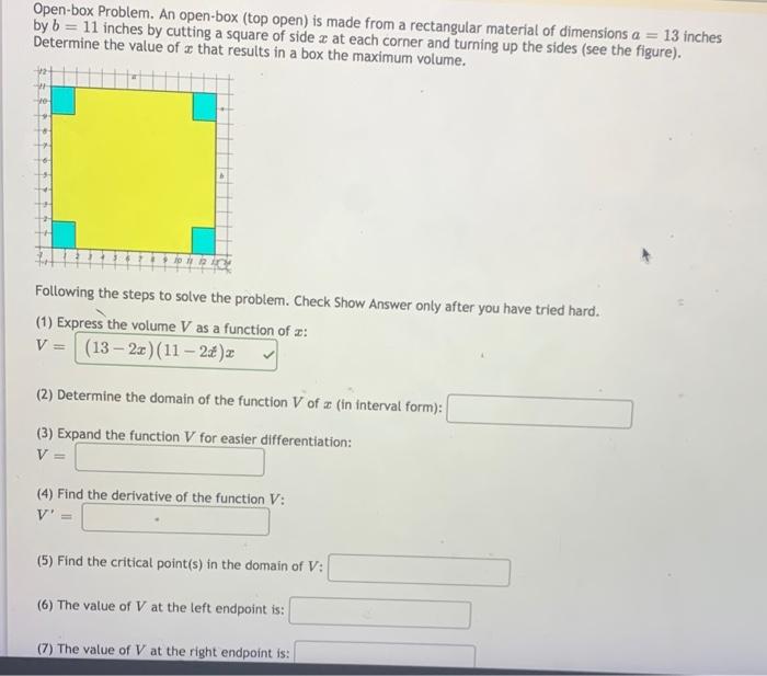 Solved Open-box Problem. An open-box (top open) is made from | Chegg.com
