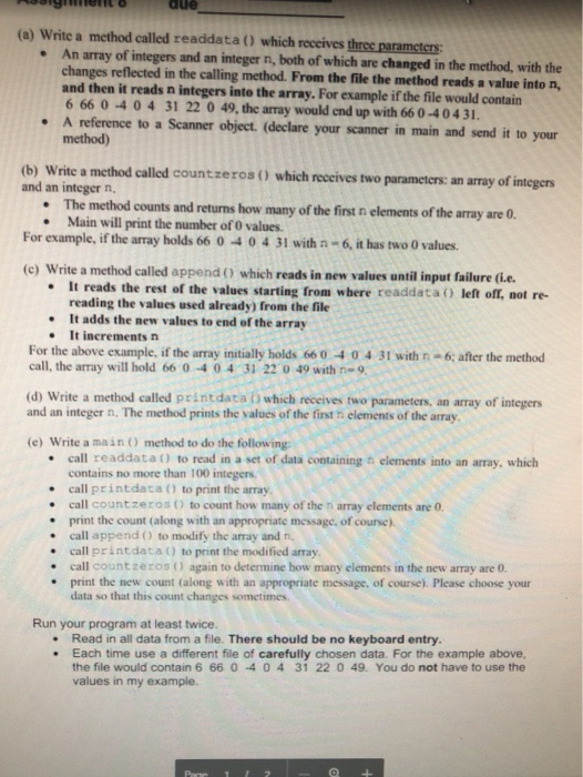 Solved oogmerto que (a) Write a method called readdata () | Chegg.com