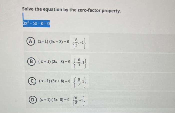 Solved Solve the equation by the zero-factor property. | Chegg.com