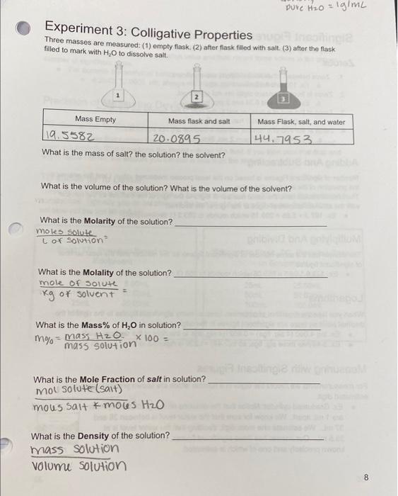 Solved Identity of Salt: NaCl Molar Mass of Salt: 58.44 | Chegg.com