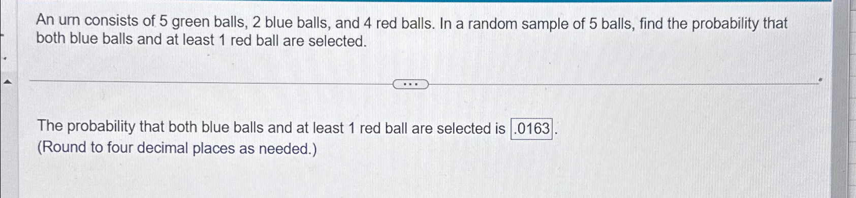 An urn consists of 5 ﻿green balls, 2 ﻿blue balls, and | Chegg.com
