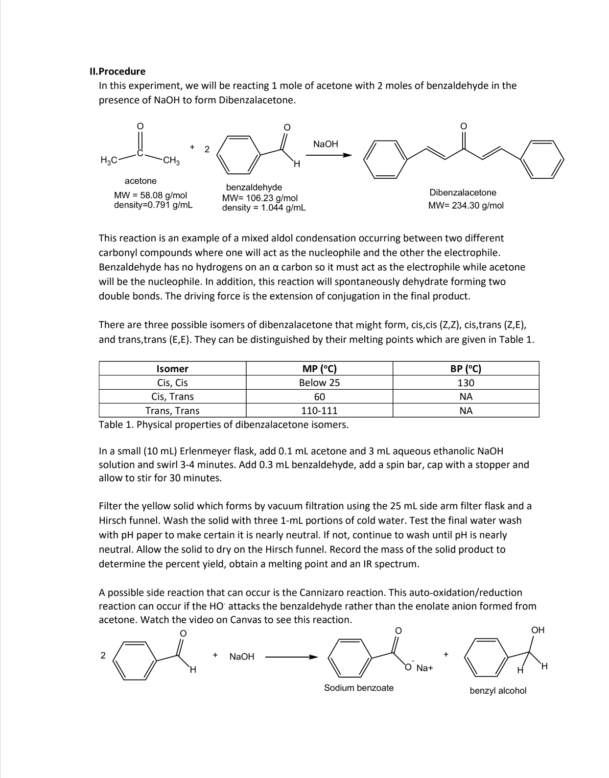 Solved II.ProcedureIn this experiment, we will be reacting 1 | Chegg.com
