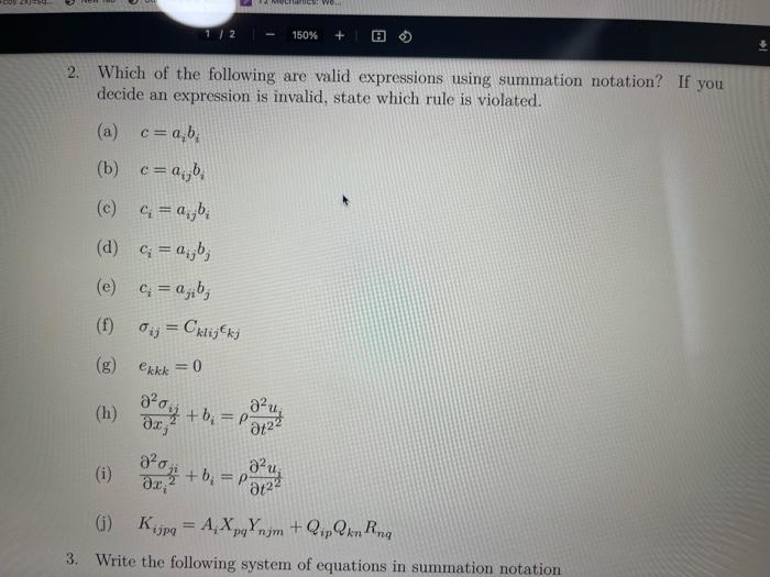 Solved 1. The following expressions written are in summation | Chegg.com