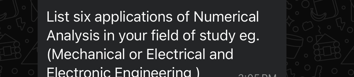 List six applications of Numerical Analysis in your | Chegg.com