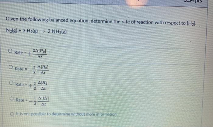 Solved Given the following balanced equation, determine the | Chegg.com