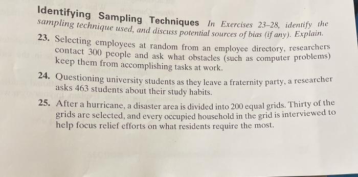 Solved Identifying Sampling Techniques In Exercises 23–28, | Chegg.com