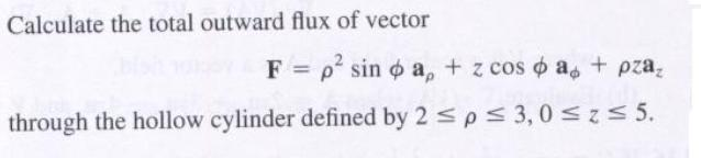 Calculate the total outward flux of vector F = rho2 | Chegg.com
