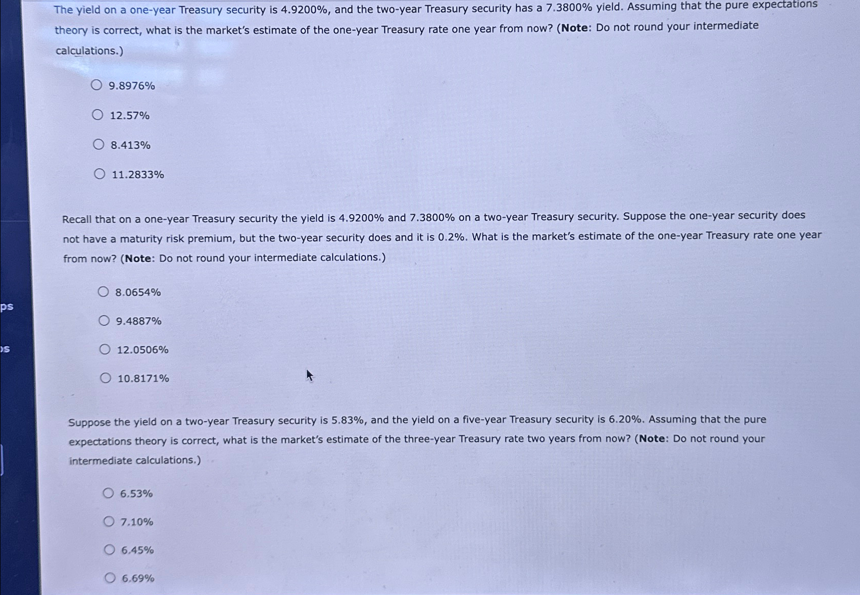 Solved The yield on a one-year Treasury security is 4.9200%, | Chegg.com