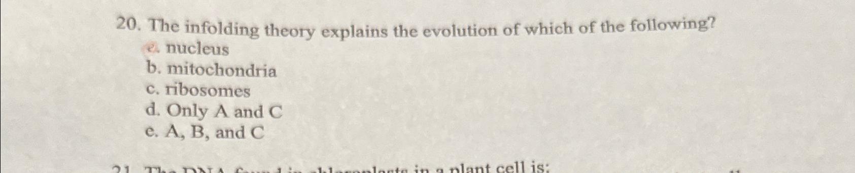 Solved The infolding theory explains the evolution of which | Chegg.com