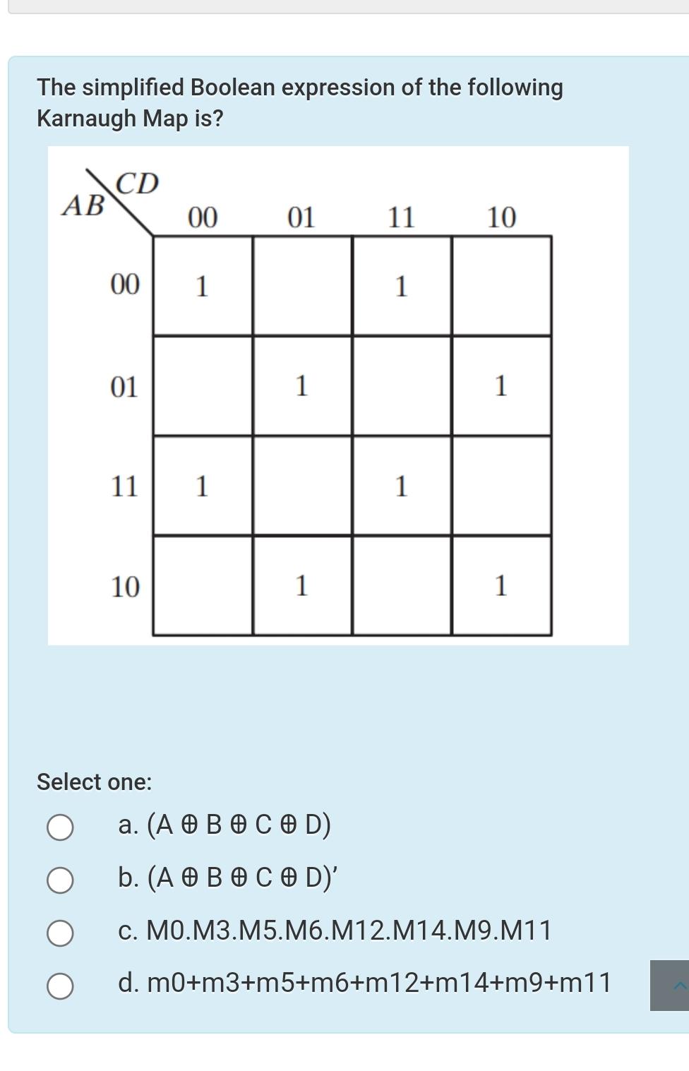 Solved The simplified Boolean expression of the following | Chegg.com
