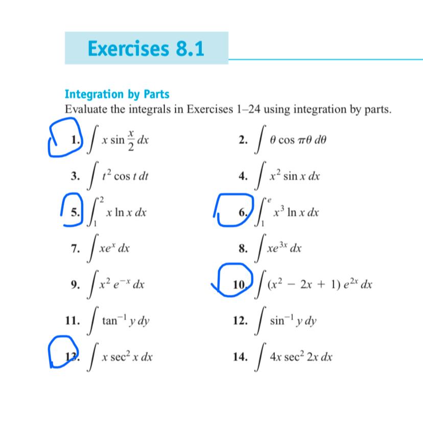 Solved Integration by PartsEvaluate the integrals in | Chegg.com