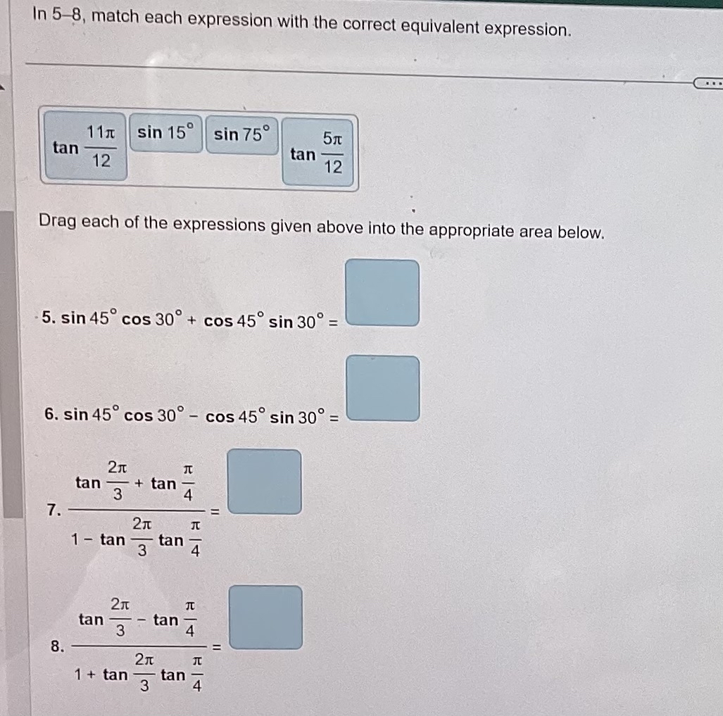 Solved In 5-8, ﻿match each expression with the correct | Chegg.com
